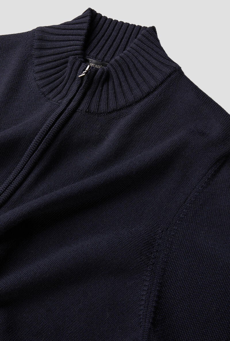 Full zipper jacket in combed merino wool ESSENTIAL | Ferrante